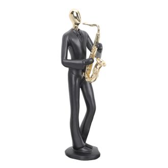SOLUSTRE Kreative Musikerfigur Deko Saxophon Aus Resin Mit Stabilem Stand Stilvolle Musikalische Kunstfigur Für Wohnzimmer Und Büro Vielseitiges Dekoartikel Zu