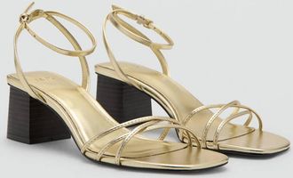 Mango Sandales talon &agrave; brides or - Femme - 35 - MANGO