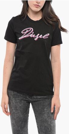 Diesel Crew Neck SILY Cotton T-Shirt with Embroidered Logo size Xs