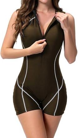 Generic Maillot De Bain Femme 1 Piece Maillot De Bain Femme Costume Respirant S&eacute;chage Rapide Boyshort Manches Courtes - Sport Contrast&eacute; pour Snorkeling Et Sur