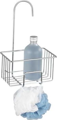WENKO Dusch-Caddy Mod. Milito hängender Edelstahl Duschkorb rostfrei Badzubehör Chrom Duschablage 18 x 28,5 x 13 cm glänzend transparent