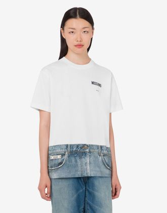Moschino T-shirt en jersey de coton biologique imprimé - Blanc
