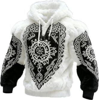 Generic Sweat &agrave; capuche de No&euml;l moche pour homme en peluche douce, motif muscl&eacute; en flanelle sherpa chaud avec poignets c&ocirc;tel&eacute;s dr&ocirc;le fantaisie mode vacances f