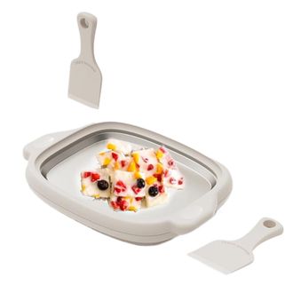 Generico Rolling - Professioneller aus Edelstahl, tragbar, f&uuml;r Sorbetdesserts mit zwei Schabern, gefrorene Leckereien