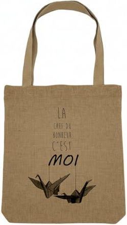 Fabulous Sac Shopping Tote Bag Aspect Lin - la Chef du Bonheur CEst Moi Origamis Suspendus - Sac de Courses Toile Epaisse 360g Beige Naturel Cabas Port&eacute; Epaule