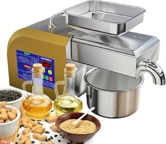 Generic Presse &Agrave; Huile &Eacute;lectrique 1100W Pour Usage Et Commercial Double Pressage &Agrave; Froid Et &Agrave; Chaud Extracteur DHuile Multifonction En Acier Inoxydable Pour C