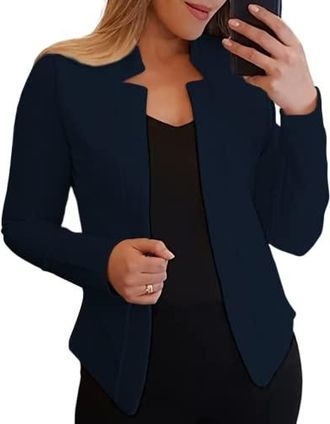 ORANDESIGNE Blazer Femme Élégant à Manches Longues Slim Fit OL Travail Bureau Affaires Veste Chic De Costume Revers Devant Ouvert Manteau Blazer Court Cardigan Bl