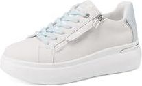 Queen Helena Baskets en Cuir Véritable Baskets Platform Femmes QH9001, Blanc et bleu., 37 EU