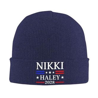Generic Nikki Haley 2028 Haley pour La Pr&eacute;sidence Unisex Bonnets Hiver Coupe-Vent Bonnet De Trawler Souple Bonnets Tricot&eacute; pour Randonn&eacute;e Course &Agrave; Pied Le Quo