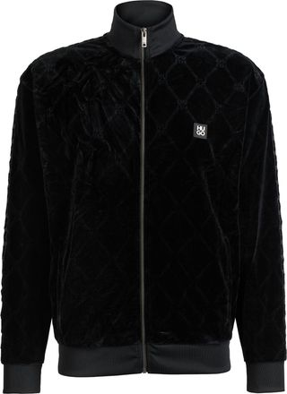 HUGO BOSS Herren Dranchiso Relaxed-Fit Sweatshirt aus Stretch-Samt mit charakteristischem Ketten-Muster Schwarz001 XXL