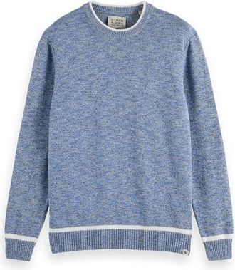 Scotch & Soda Pull &agrave; col Rond en Coton m&eacute;lang&eacute; pour Homme, Blue Melange 0886, S