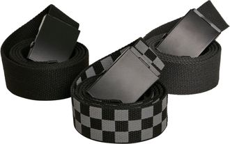 Urban Classics Unisex Belts Trio G&uuml;rtel, Gry blk/blk+blk/blk+cha/blk, S/M