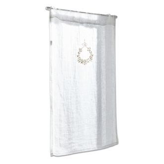 Loberon Scheibengardine Br&eacute;teny - Romantischer Sichtschutz, 100% Leinen mit Blumenstickerei, Tunnelsaum, 70x45 cm, Creme