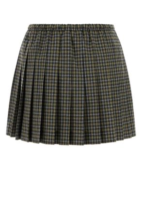 Miu Miu Womens Embroidered Flannel Skirt Grigiosabbia Exterior: Cotton Gonne