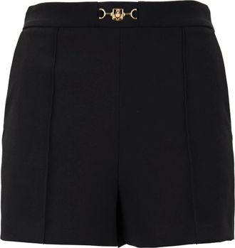 Elisabetta Franchi Femme, Shorts, Noir, Taille: 42 FR Shorts &agrave; Fermeture &Eacute;clair et Logo M&eacute;tal Dor&eacute;