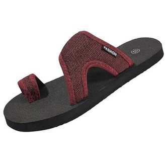Generic Pantoufles pour femme - D&eacute;contract&eacute;es - Bout ouvert - Chaussures plates et confortables - Chaussures de plage, Bordeaux, 41 EU