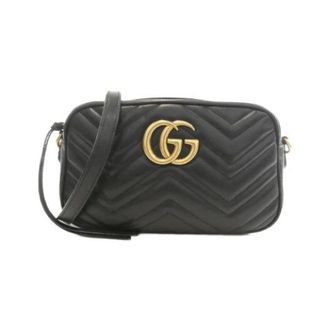 Gucci Sac bandouli&egrave;re en cuir matelass&eacute; chevron GG Marmont Pre-owned - Femme - Pre-owned - Noir - Taille: ONE Size