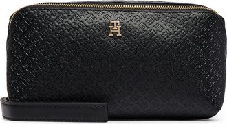 Tommy Hilfiger Kosmetiktasche Tommy Hilfiger Th Icon Double Washbag Mono AW0AW18930 Schwarz