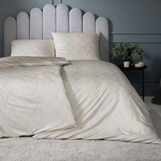 ESTELLA Mako Interlock Jersey Bettw&auml;sche - Designer Bez&uuml;ge - 100% Baumwolle - trocknerfest und b&uuml;gelfrei - 135x200 cm + 80x80 cm | Juri Beige