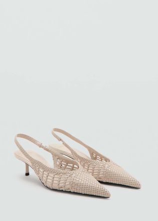 Mango Chaussures pointues tress&eacute;es &eacute;cru - Femme - 35 - MANGO