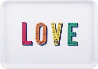 KASANOVA Tablett aus Melamin 29,7 x 21,5 cm wei&szlig; Maiolika