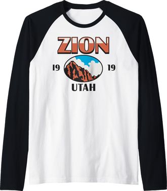 Trendy Apparel Zion Utah 1919 National Park Mountain Sky Raglan
