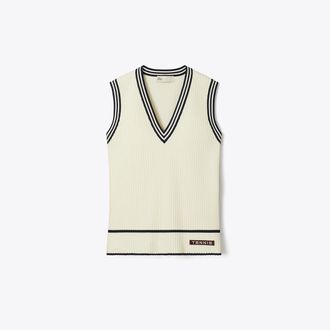 Tory Burch Damen Ärmelloses Tennisoberteil aus Viskose