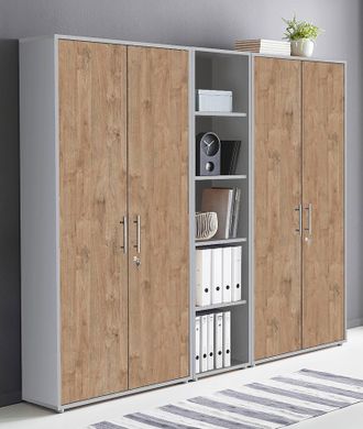 Furnitive home24 Schrankwand 3-teilig 186cm Braun/Eiche Sanremo Dekor