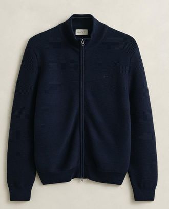 GANT Strickjacke aus Baumwolle mit Struktur und Label-Schriftzug in