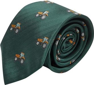 King & Priory Cravate tracteur brod&eacute;e &agrave; chevrons vert fonc&eacute;