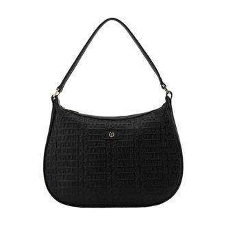 Pollini Logo Lettering Hobo Schultertasche - - Bags - Damen - Schwarzk - ONE SIZE