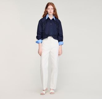 Sandro Baumwollbluse mit Blumenstickerei