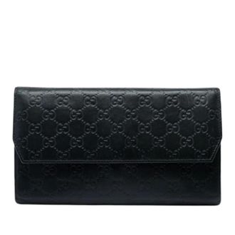 Gucci Pre-owned Vintage Embossed Leather Clutch - Femme - Pre-owned - Noir - Taille: ONE Size