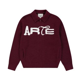 Arte Stencil Zip Cardigan - - Knitwear - Herren - Rot - S