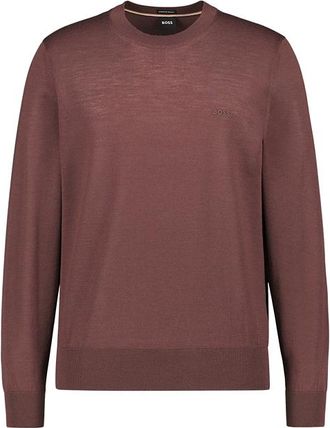 HUGO BOSS Herren Pullover braun Merinowolle unifarben