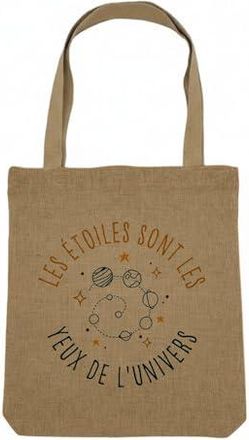 Fabulous Sac Shopping Tote Bag Aspect Lin - Les Etoiles sont les Yeux de lUnivers Ciel Nuit Passion - Sac de Courses Toile Epaisse 360g Beige Naturel Cabas Por