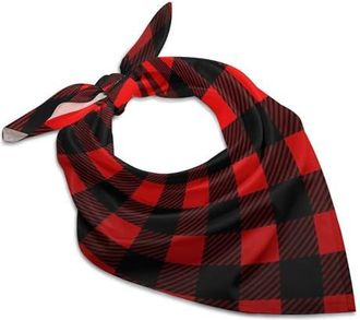 Generic Écharpe vintage carrée en soie à carreaux de buffle légère écharpe rouge écharpe pour cheveux respirant cadeau pour homme et femme, multicolore, 60x60