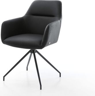 DELIFE Esszimmerstuhl Pejo-Flex Echt-Leder Schwarz Kreuzgestell konisch Schwarz Taschenfederkern, Esszimmerstühle