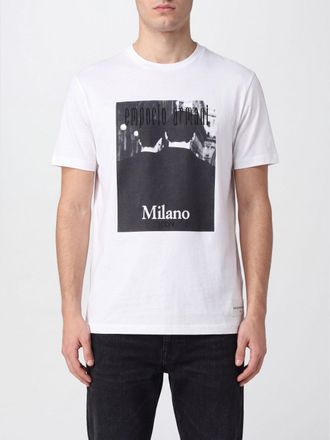 Emporio Armani T-shirt en coton &agrave; imprim&eacute; graphique et logo contrastant
