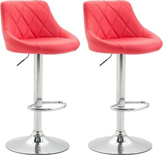 Clp 2er Set Barhocker Lazio Mit Kunstlederbezug I H&ouml;henverstellbarer Und Drehbarer Hocker Mit Fu&szlig;st&uuml;tze In Chrom-Optik, Farbe:rot