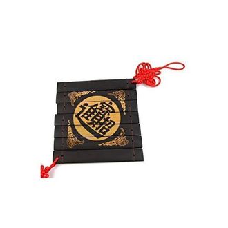 La Chineuse Feng-Shui-Dekoration - Ideogramm des Wortes Fortune - Objekt aus Bambus - zum Aufhängen - Höhe 60 cm - Rot, Braun - Geschenkidee China Asien