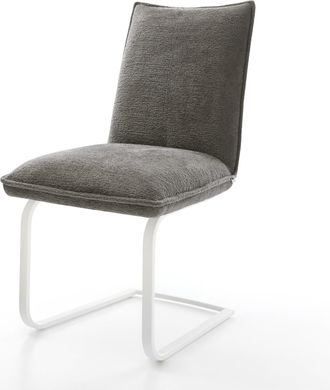 DELIFE Freischwinger Lelio-Flex Boucl&eacute; Soft Schlamm Freischwinger flach Wei&szlig; Taschenfederkern, Esszimmerst&uuml;hle