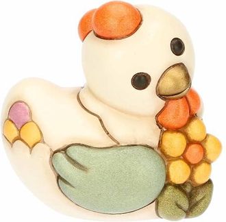 Thun Ester Henne mit handverzierter Keramikblume, kleine Ausführung, Osterüberraschungslinie, 6,8 x 6 x 8 cm h