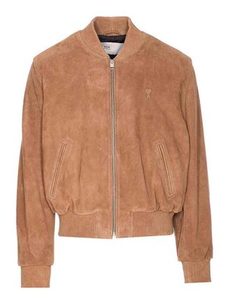 Ami Blouson En Cuir - Beige