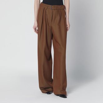 Dries Van Noten Brown wide-leg wool-blend trousers