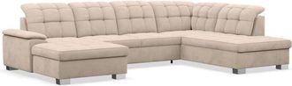 Selsey Selsey Jamaal - Wohnlandschaft mit Schlaffunktion und Stauraum, linksseitig, Velours hydrophob, beige
