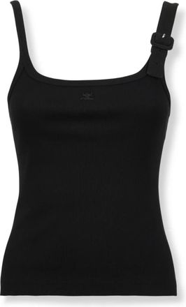 Courr&egrave;ges Femme, Tops, Noir, Taille: 40 FR Buckle 90s Rib Tank Top