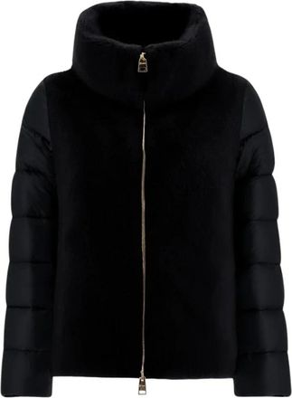 Herno Femme, Vestes, Noir, Taille: 42 FR Capa de Nylon Ultralight y Lady Alternative Fur