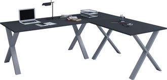 VCM Holz Schreibtisch/Eckschreibtisch schlicht / 160x130 / L Form Links oder rechts/Arbeitstisch Platte 50 cm tief/Computertisch B&uuml;rom&ouml;bel - Lona X