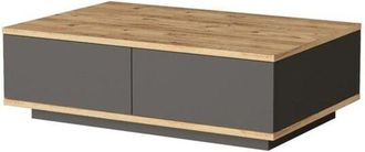 Vente-Unique Vente-Unique - Table basse fixe 90 cm - 2 portes battantes - Panneau m&eacute;lamin&eacute; naturel clair et gris anthracite - Charge max 20 kg